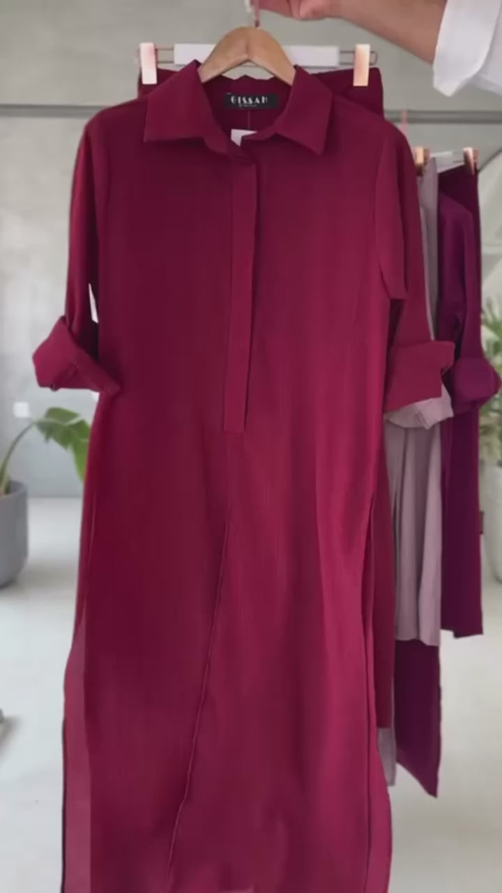 Elegant Linen-Blend Co-ord Sets: Long Shirt and Pleated Flapper Pants ...