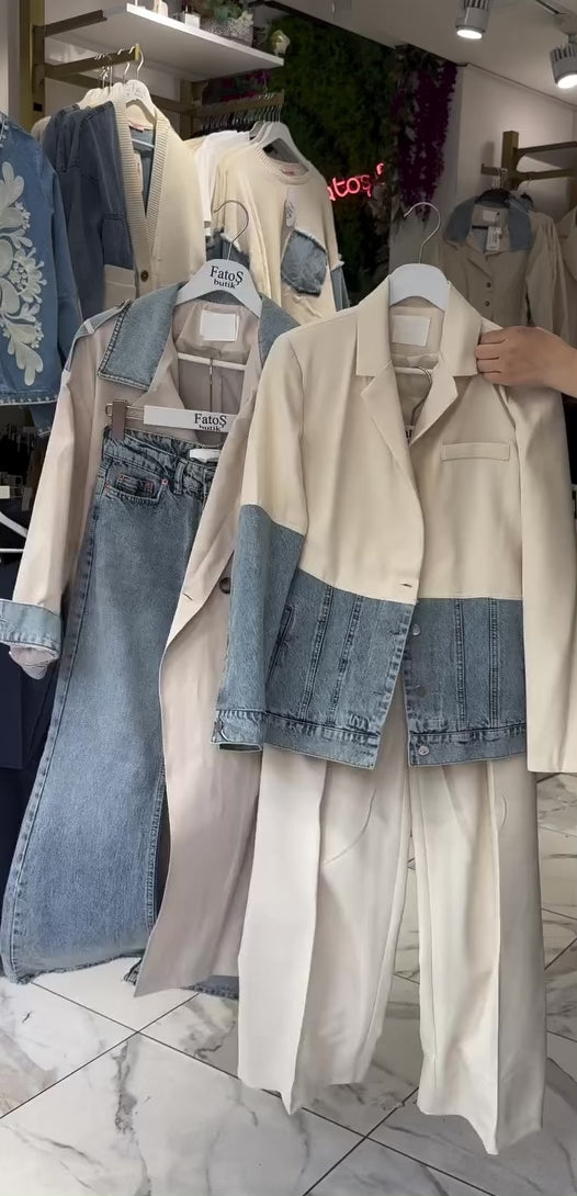 “Contemporary Two-Tone Denim Blazer & Trouser Co-Ord Set” – Street ...